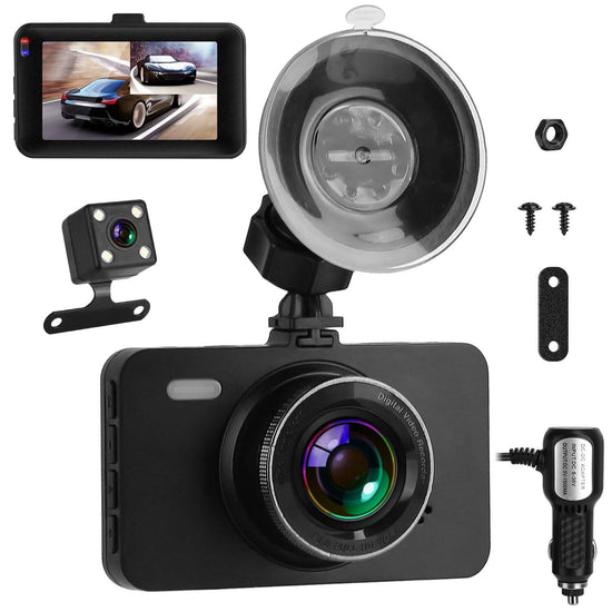 1080P Dual Dash Cam 3" Screen with Front and Rear Camera G-Sensor Moti ...